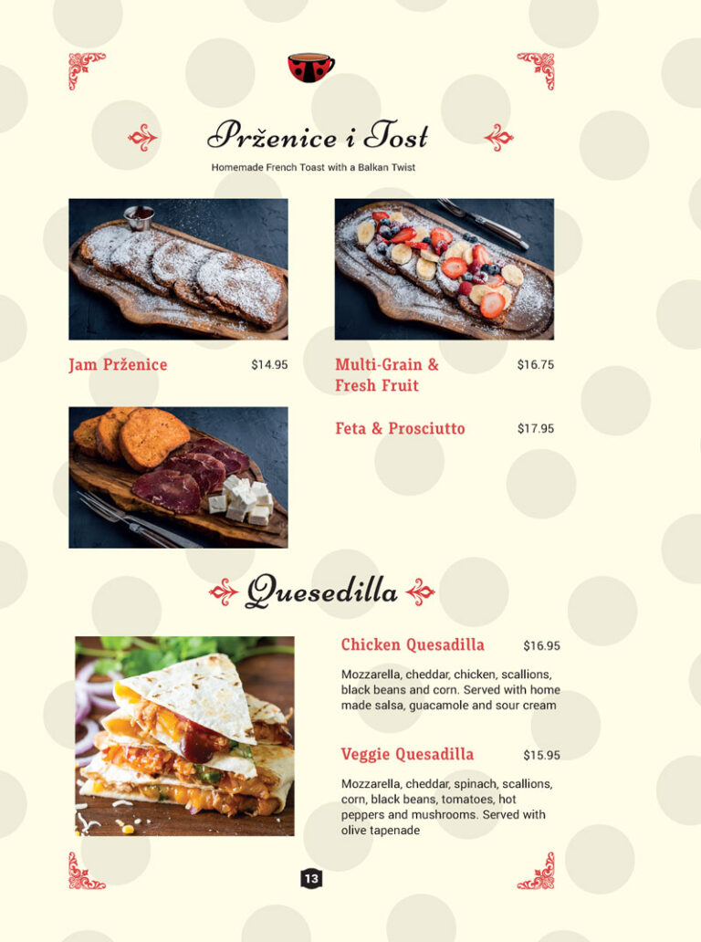 Menu - Cafe-bubamara